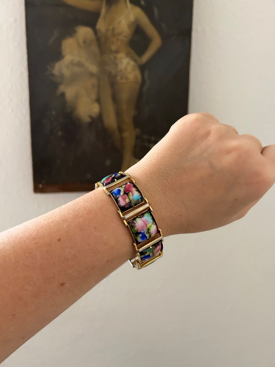 Vintage Paint Splatter Porcelain Tile Chain Link Bracelet - Etsy