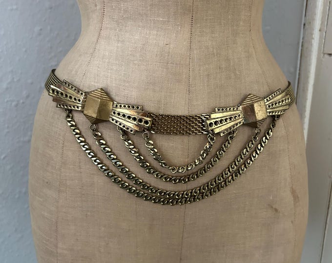 Vintage Brass Chainmail Art Deco Revival Belt 32” or 81 Cm - Etsy