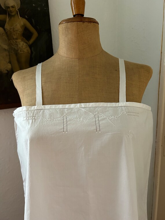1920s White Cotton Sleeveless Flapper Nightshirt Cami… - Gem