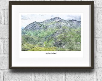 Ben Nevis Drawing - Etsy
