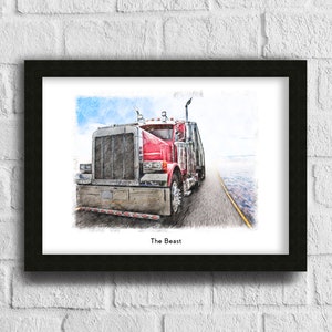 Personalised Truck Sketch Custom Truck Portrait Truck Artwork Bespoke ...