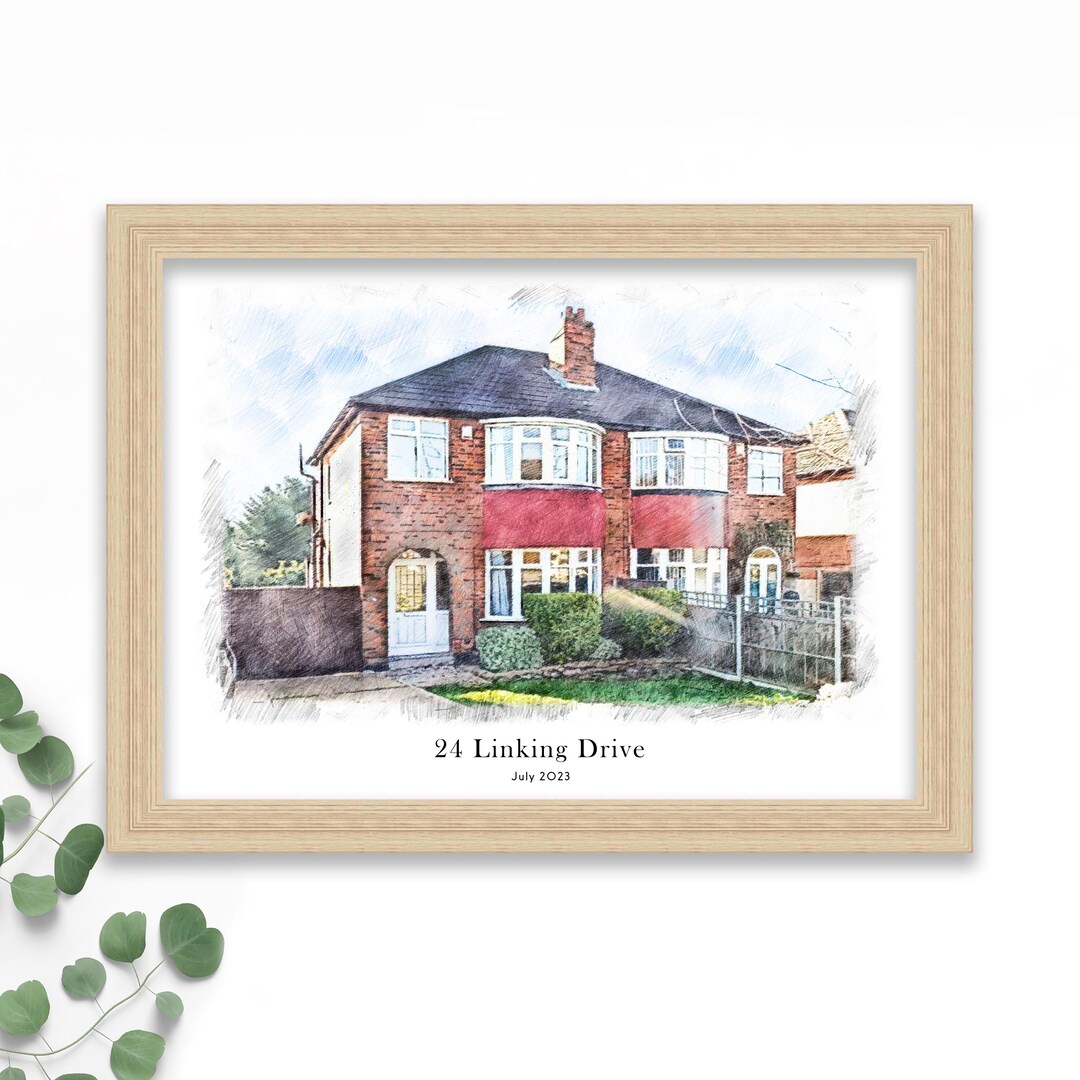 Personalised Colour House Print, Custom Home House Portrait, Custom ...