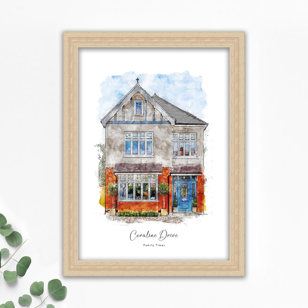 Custom House Portrait, Personalised House Print Poster Art Print ...