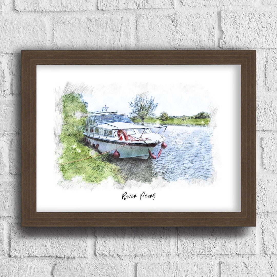 Personalised Boat Sketch Custom Nautical Art Yacht Portrait - Etsy UK