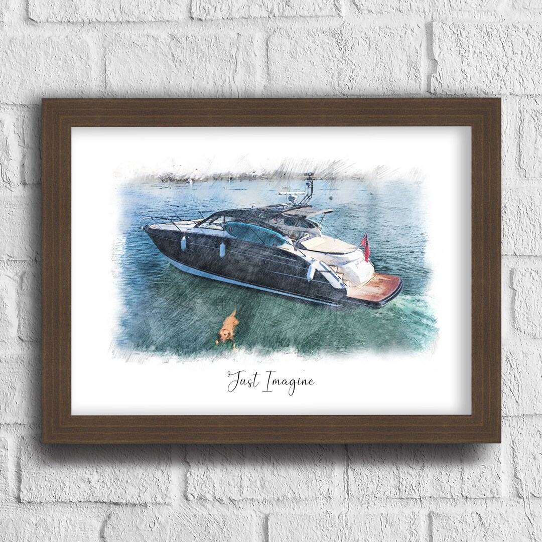 Personalised Boat Sketch Custom Nautical Art Yacht Portrait Bespoke ...