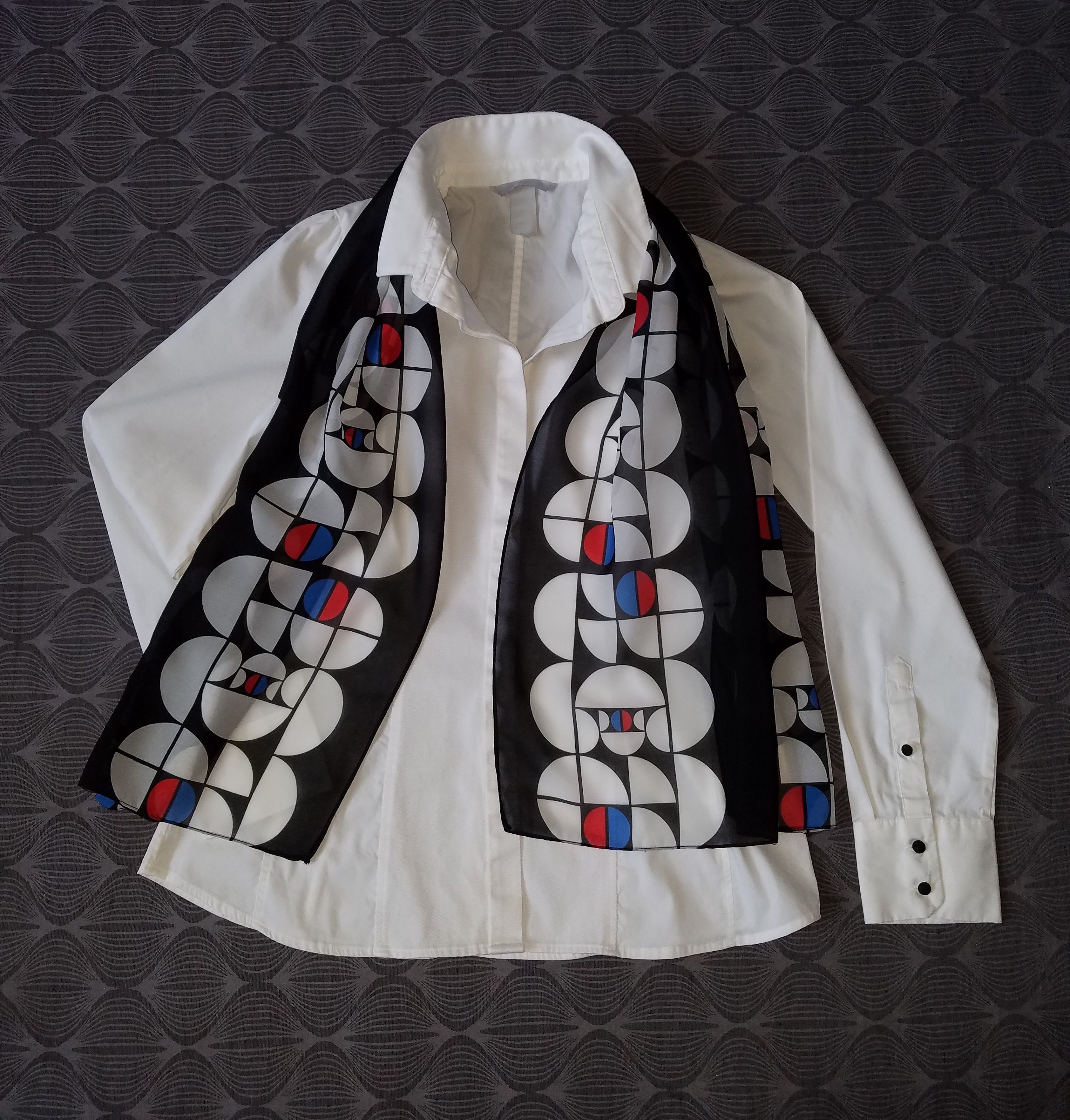 Mod Groovy Geometric Scandinavian Chiffon Scarf Op Art - Etsy