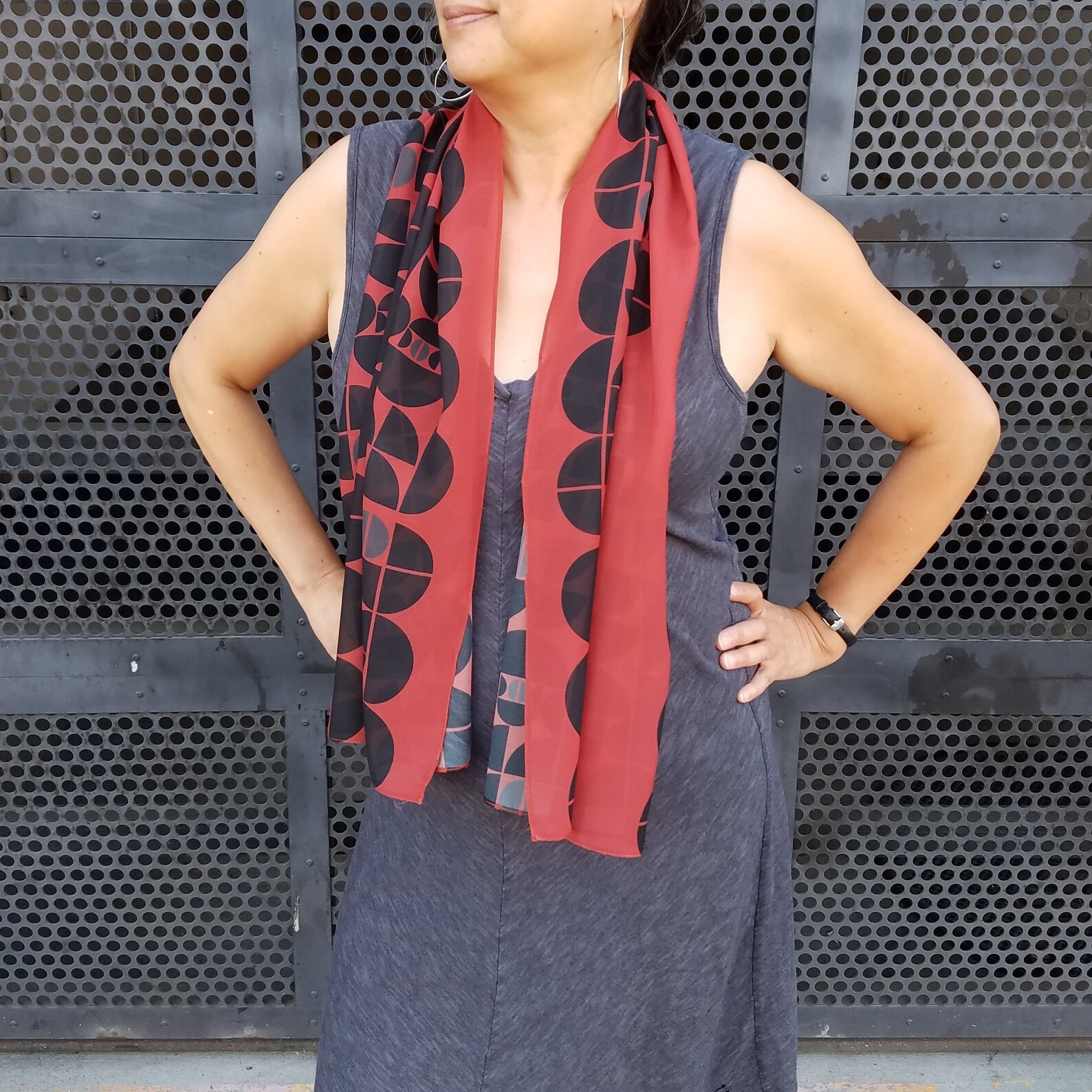 Mod Groovy Geometric Scandinavian Chiffon Scarf Op Art - Etsy