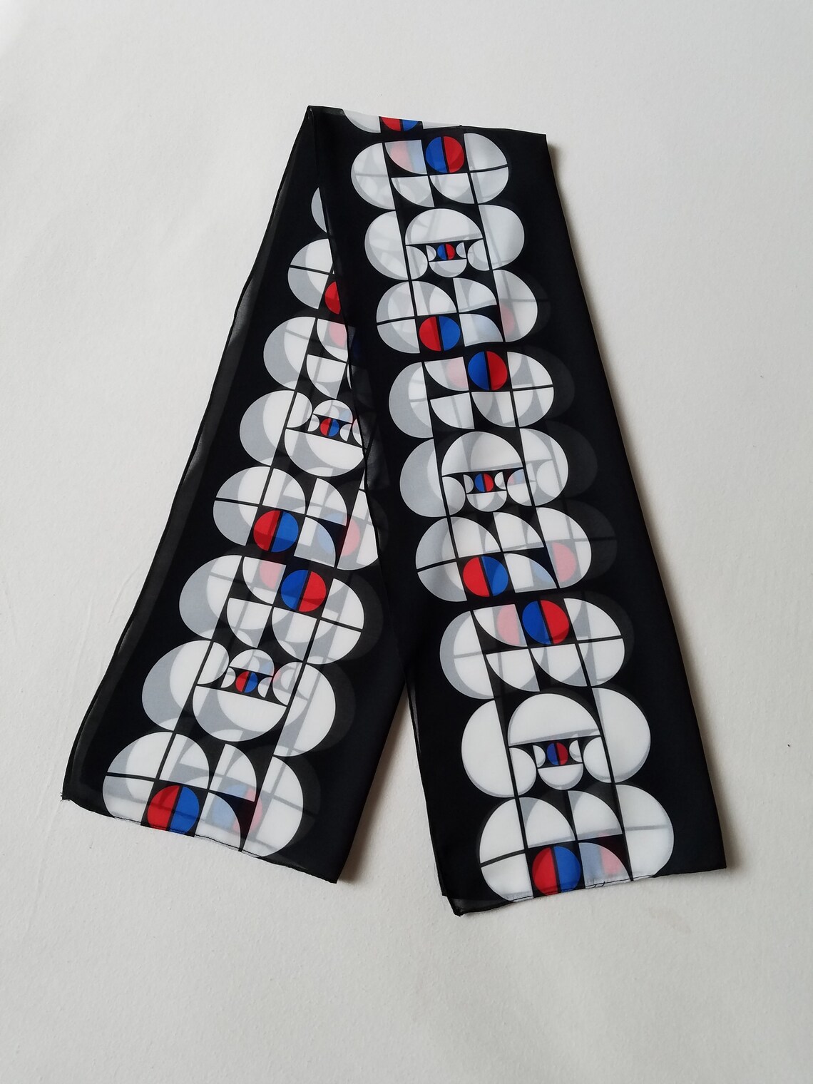 Mod Groovy Geometric Scandinavian Chiffon Scarf Op Art - Etsy