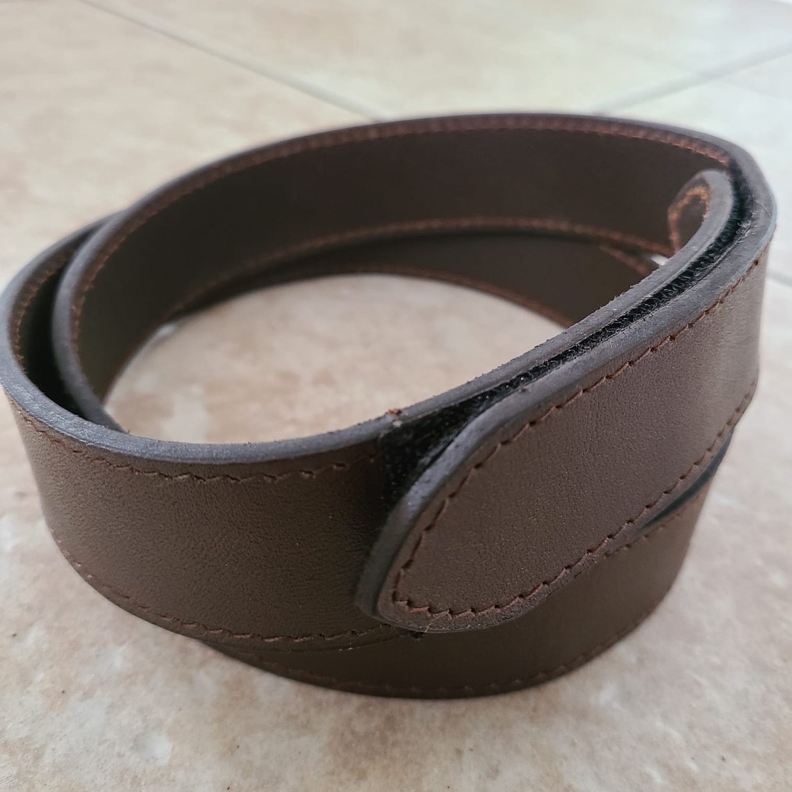 Brown Leather Belt With Velcro Closure Velcro Leather Belt for Men ...