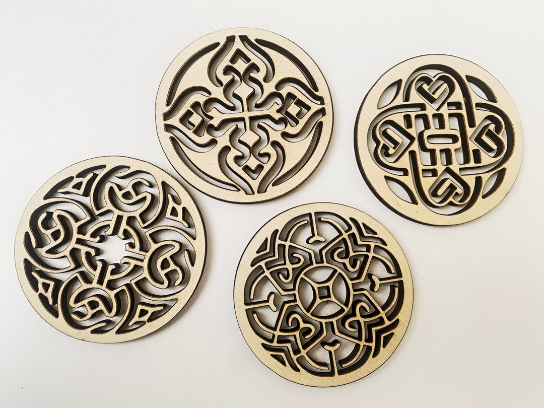 Viking / Norse Coaster Sets - Wooden Coasters With Norseman and Celtic ...