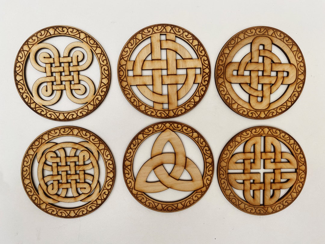 Celtic Knot Coaster. Wooden Coasters With 6 Different Celtic Knots - Etsy