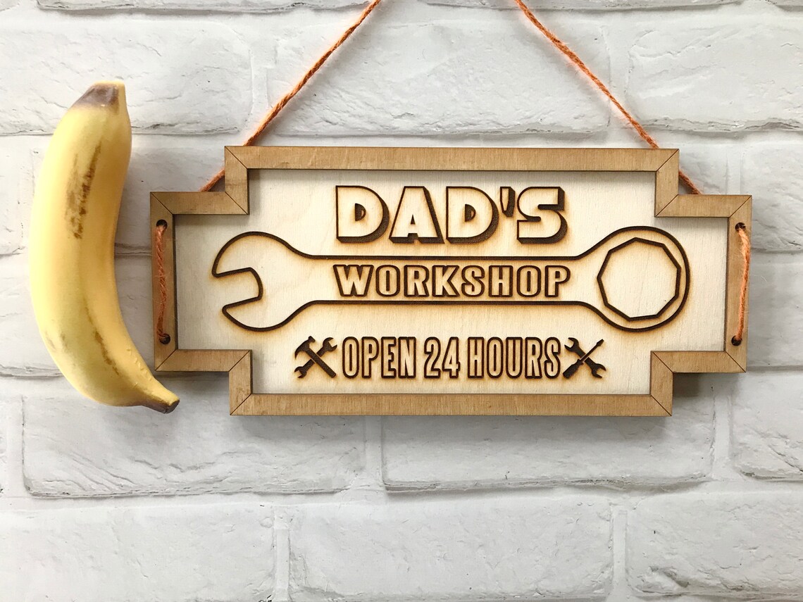 Dad's Workshop - Gift, Fathers Day, Fun Sign, Indoor Sign - Etsy