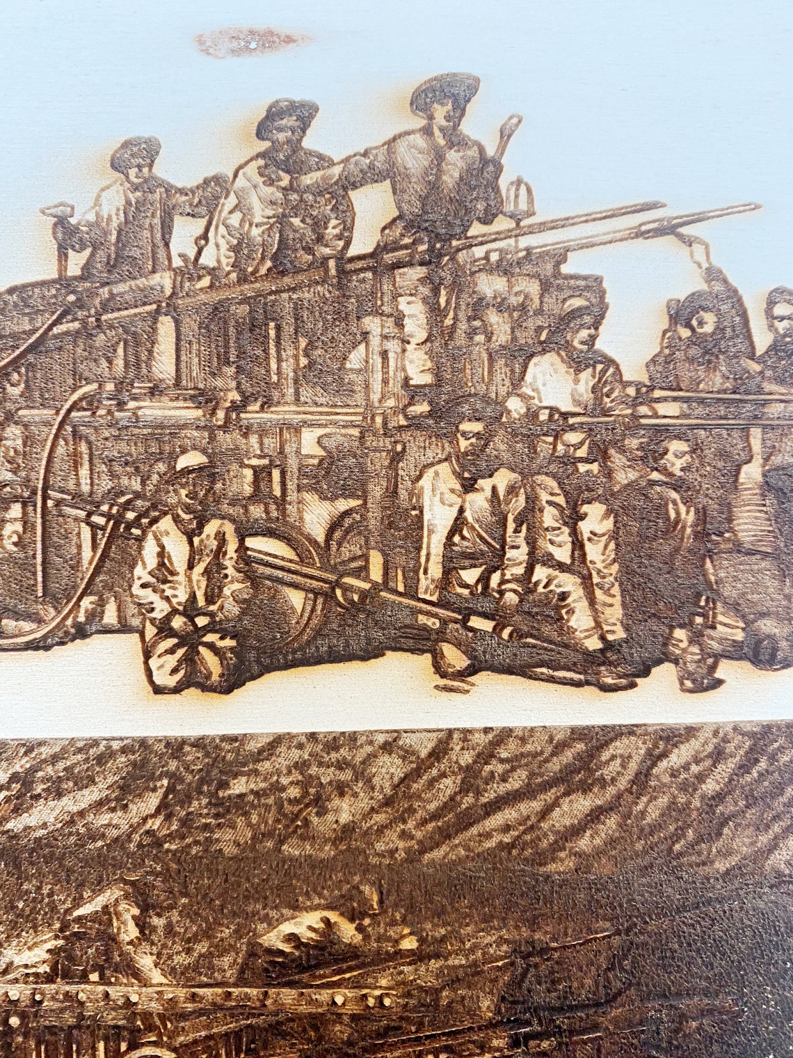 Boring Engine Woodcut Vintage Print Recreated on Wood - Etsy