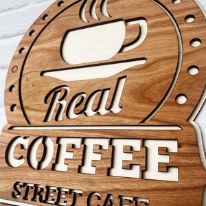 Real Coffee Customisable Signs for Cafes & Bars – Warm Wooden Signage ...