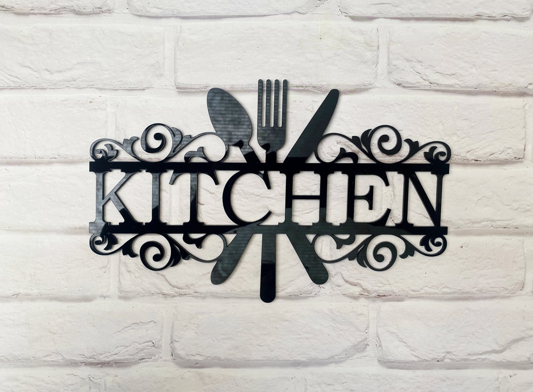 Gloss Black Acrylic "kitchen" Sign – Personalized Home Kitchen Décor ...