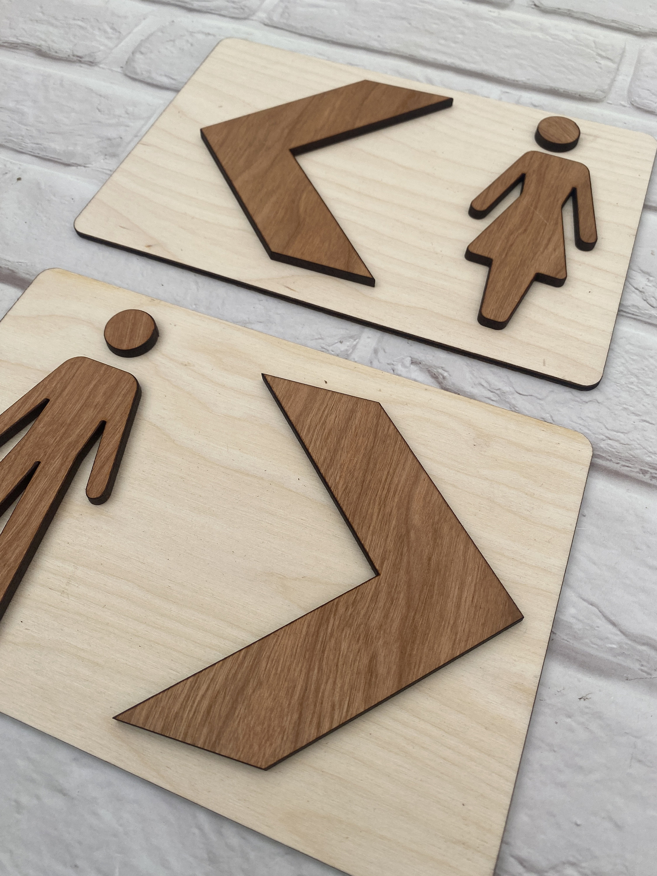 Toilet / Restroom Signposts Made in Multi-layered Two Tone Wood ...