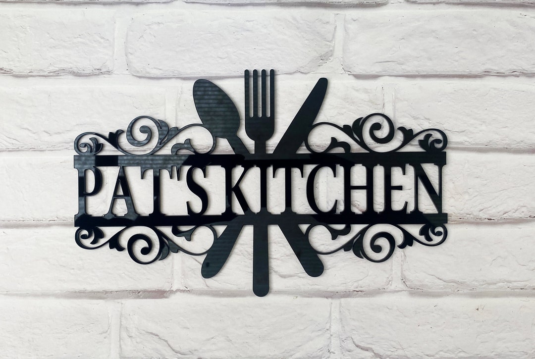 LET'S EAT Kitchen Sign: Personalized Gloss Black Acrylic "let's Eat" or ...