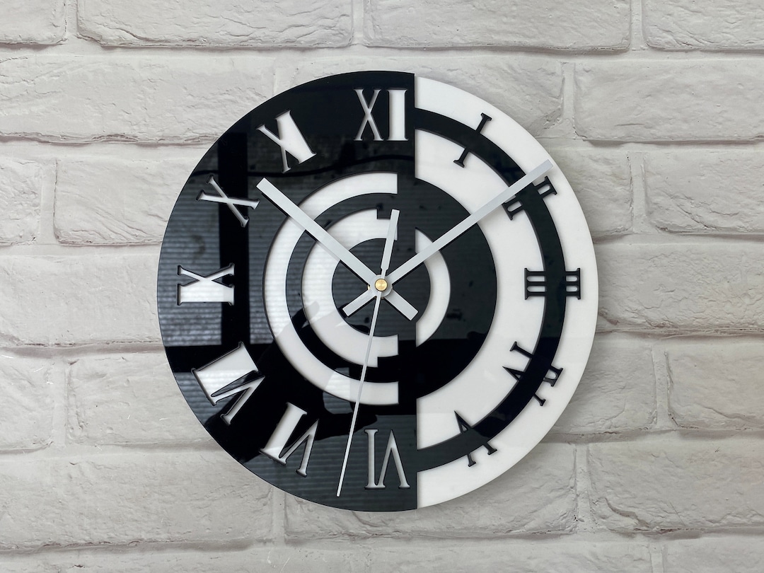 Black and White Art Clock - Statement Clock Very Striking and Unique ...