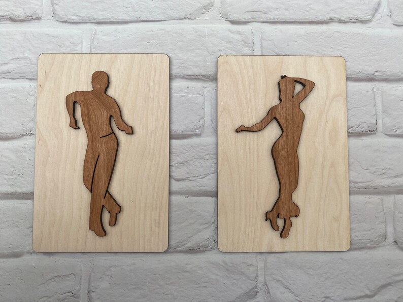 Dancing Ladies and Gents Toilet Signs Clever Wooden Signs - Etsy