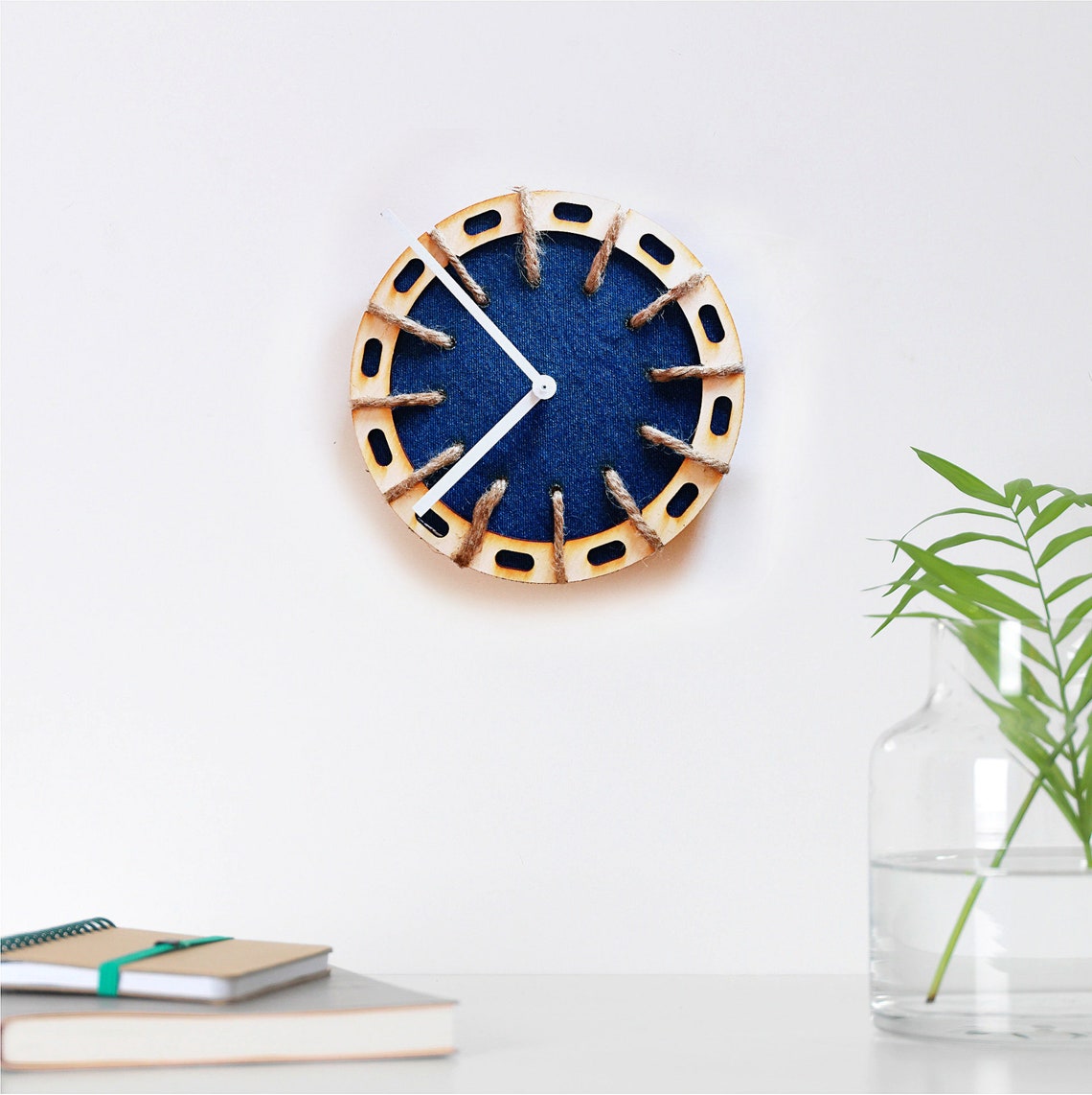 Denim and String Clock | Etsy