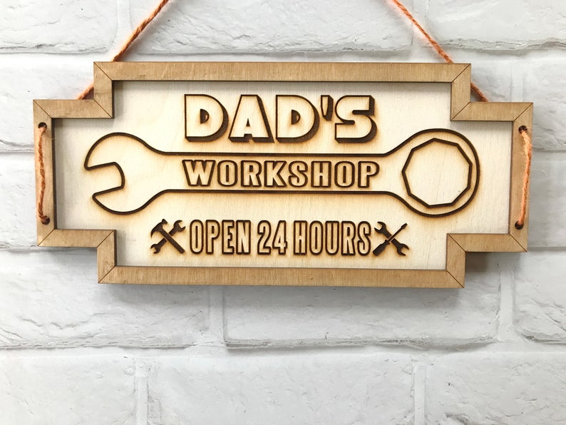 Dad's Workshop - Gift, Fathers Day, Fun Sign, Indoor Sign - Etsy