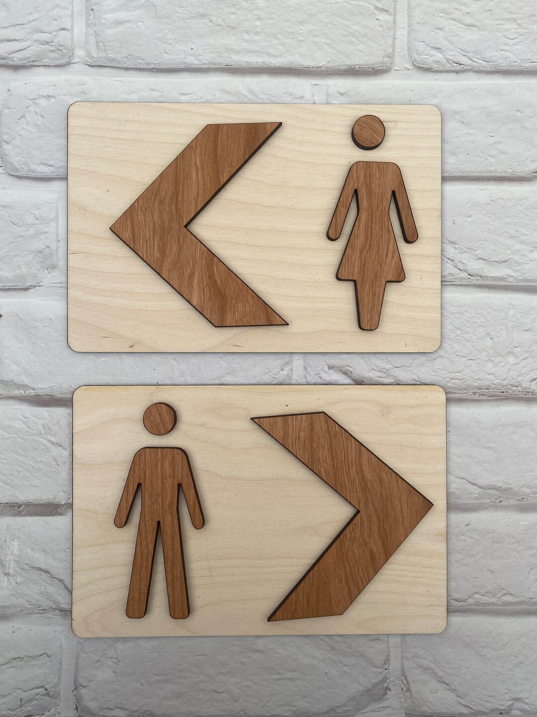 Toilet / Restroom Signposts Made in Multi-layered Two Tone Wood ...
