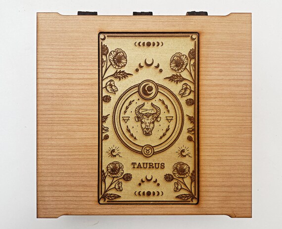 Taurus april 20 May 20 Cherry Wood Box Star Sign - Etsy