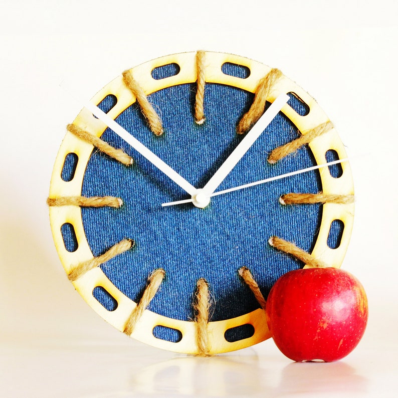 Denim and String Clock | Etsy