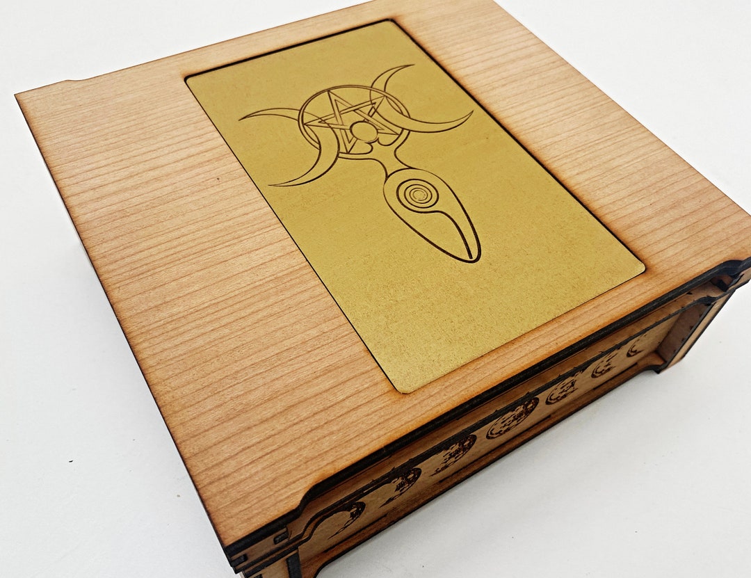 Moon Goddess Box. Gorgeous Wooden Box With Engraved Selene Symbol ...