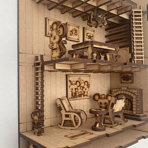 Mouse House Book Nook - Whimsical House for Mice in 4 Layers - Detailed ...