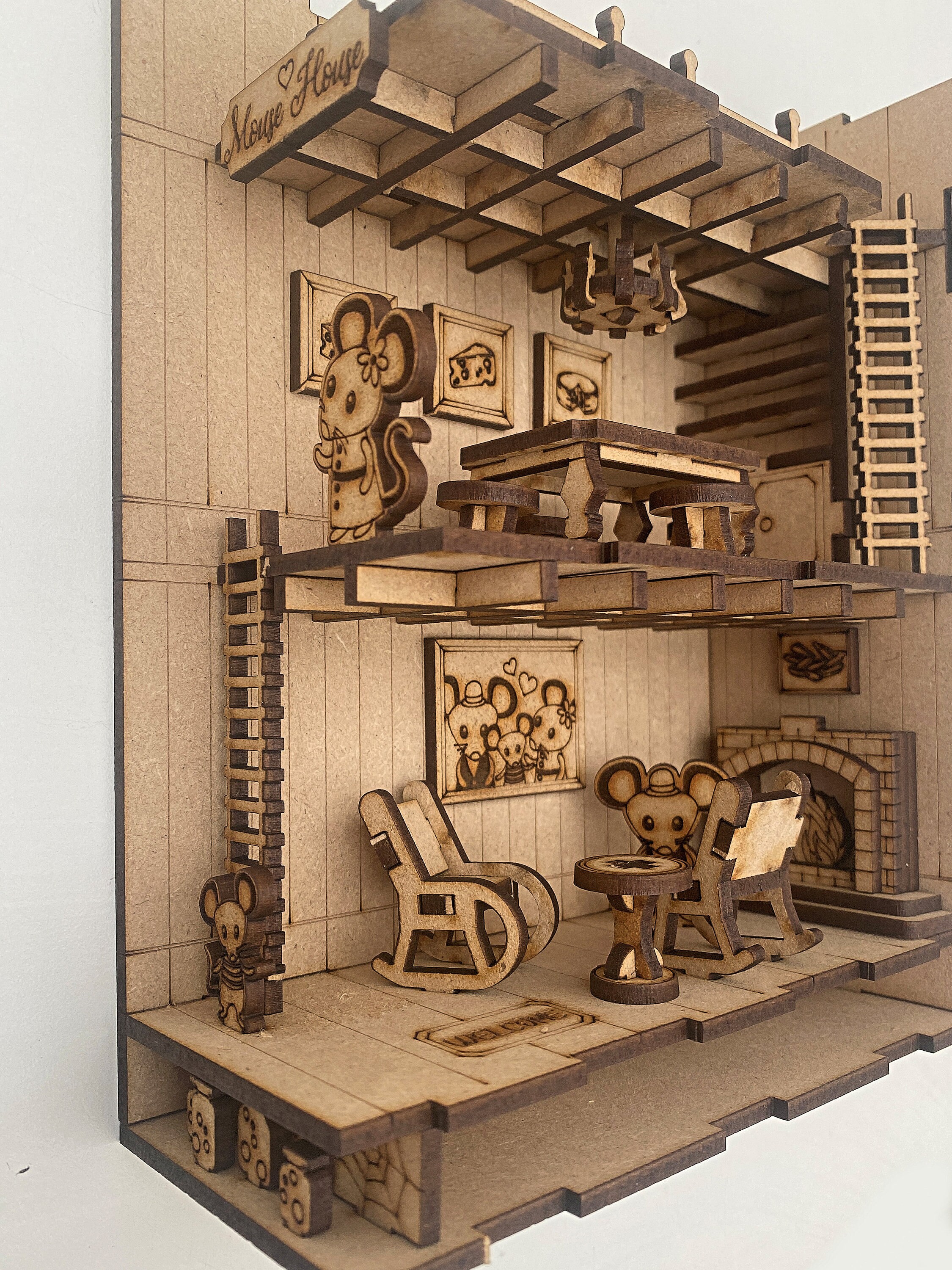 Mouse House Book Nook - Whimsical House for Mice in 4 Layers - Detailed ...