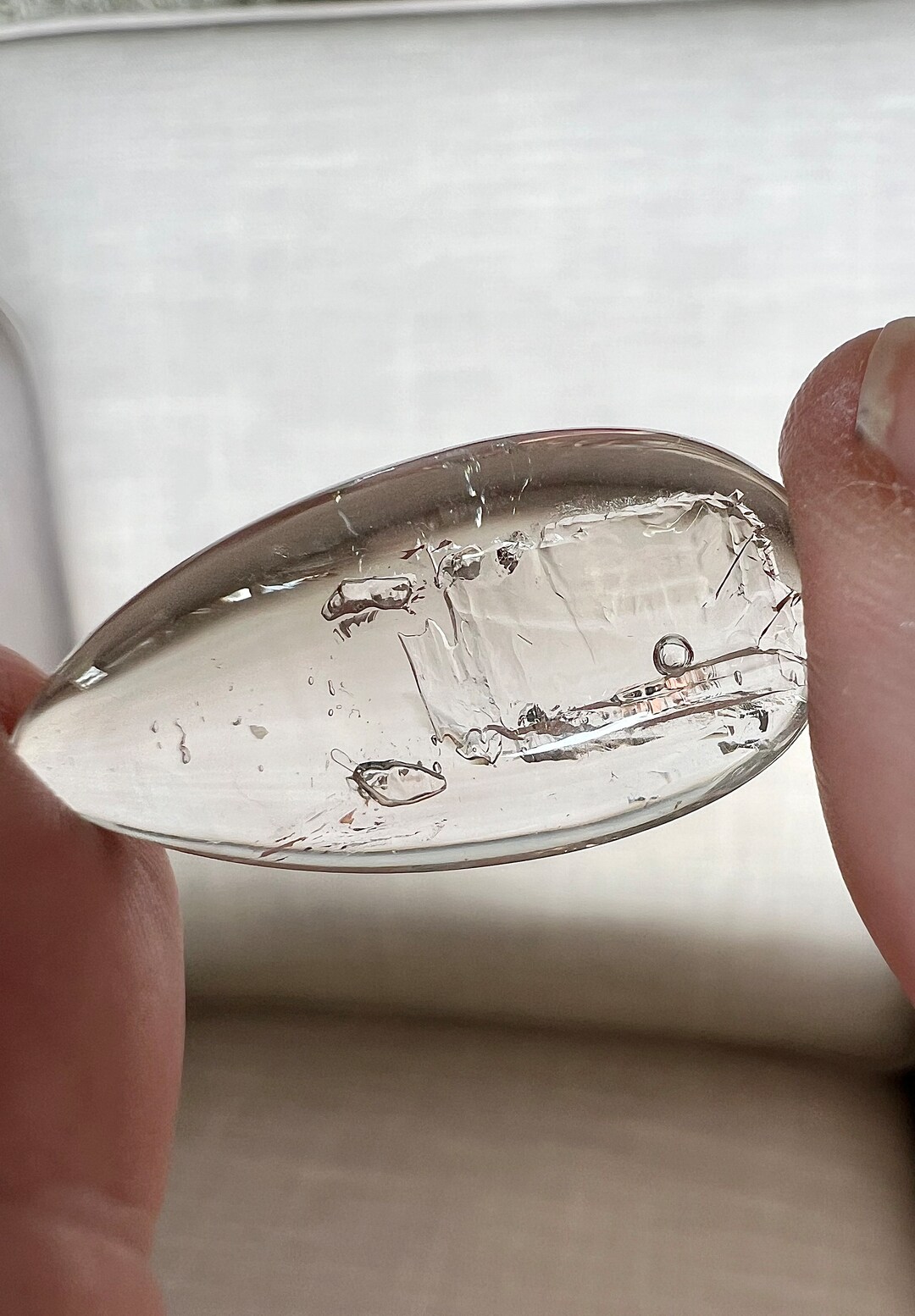 Teardrop Thin Enhydro With Moving Bubble Unmounted Quartz Rock Crystal ...