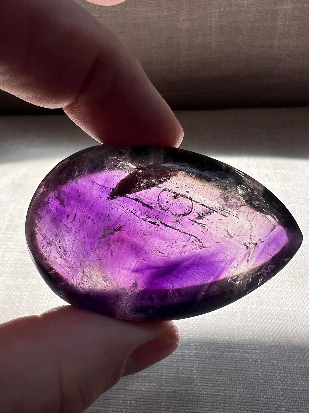 Top Color Amethyst Enhydro With Large Moving Bubble Unmounted Pear ...