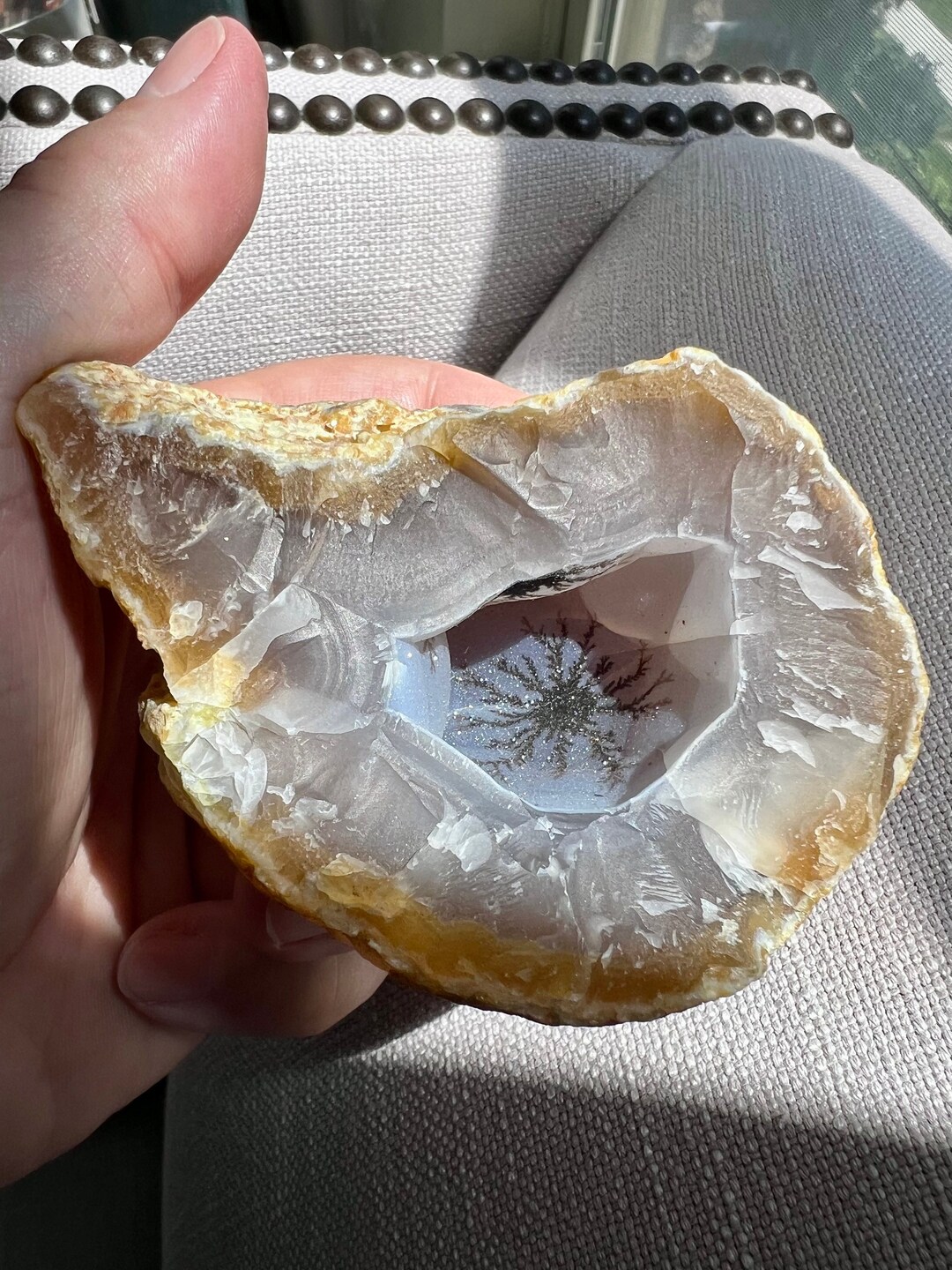 Agate Superb Chalcedony Geode With Dendrite Inclusions Brazil Collector ...