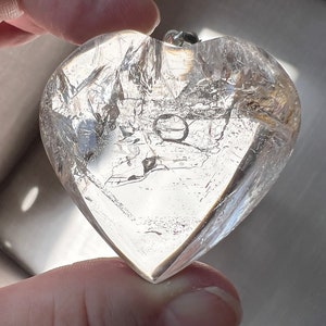 Superb Heart Shape Enhydro Quartz Pendant With Chain Bubble Moving in a ...