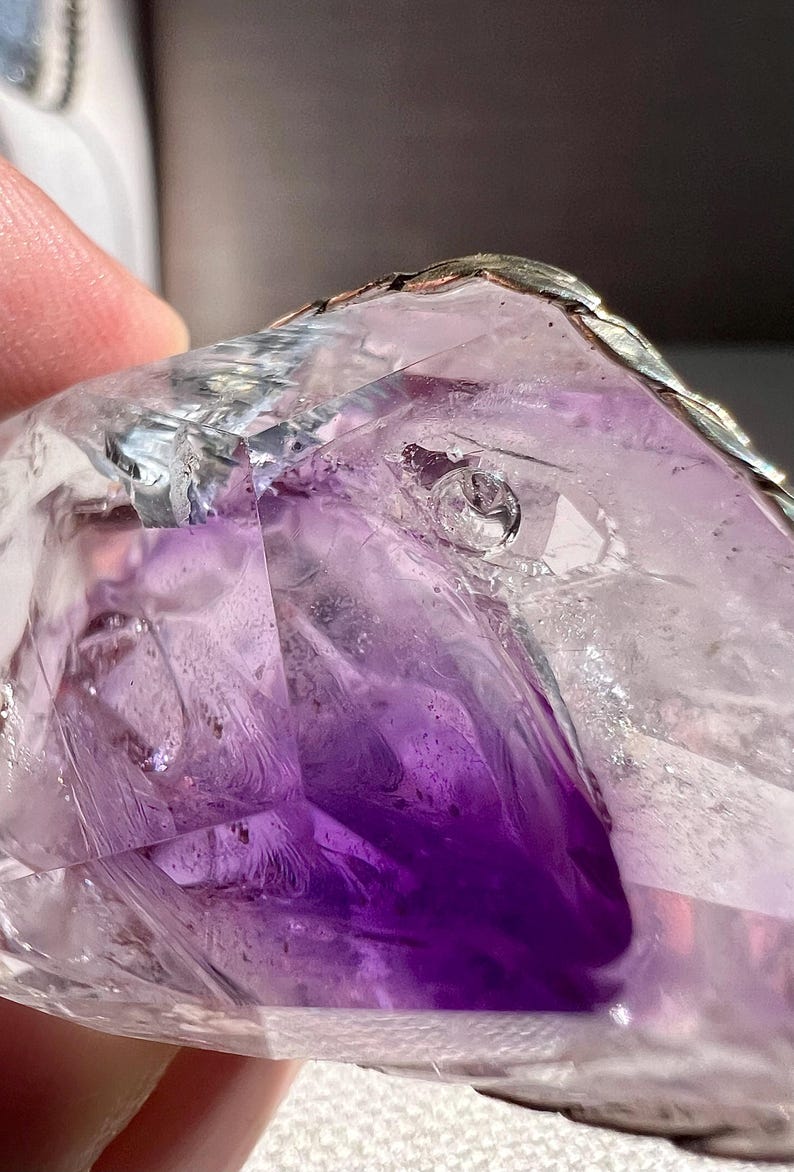 Enhydro - Rock Quartz Crystal Silver Pendant With Enhydro Moving Bubble ...