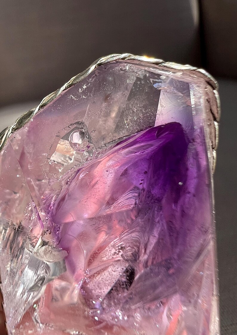 Enhydro - Rock Quartz Crystal Silver Pendant With Enhydro Moving Bubble ...
