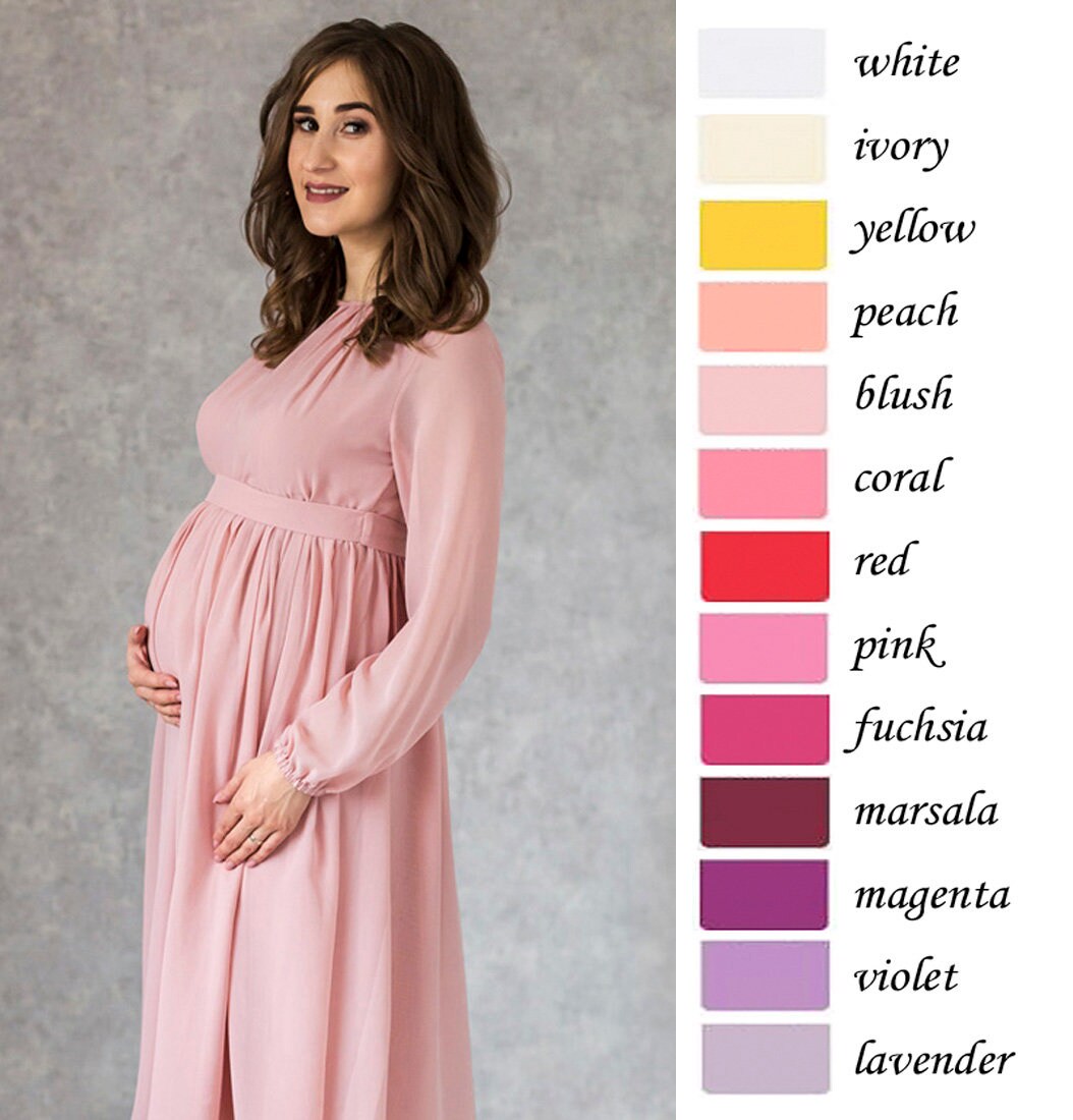 Maternity White Ivory Flowy Dress With Long Sleeves / Long | Etsy