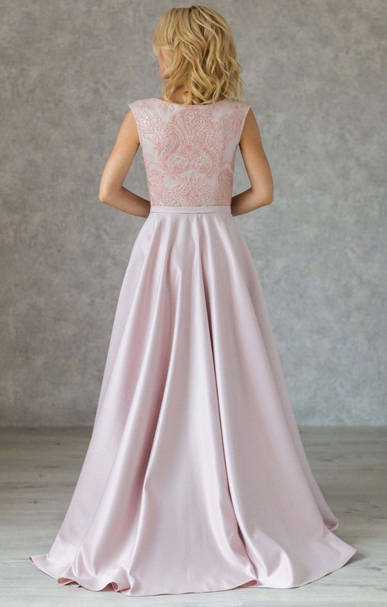 Elegant Satin Blush Dress Floor Length Prom Dress Evening - Etsy