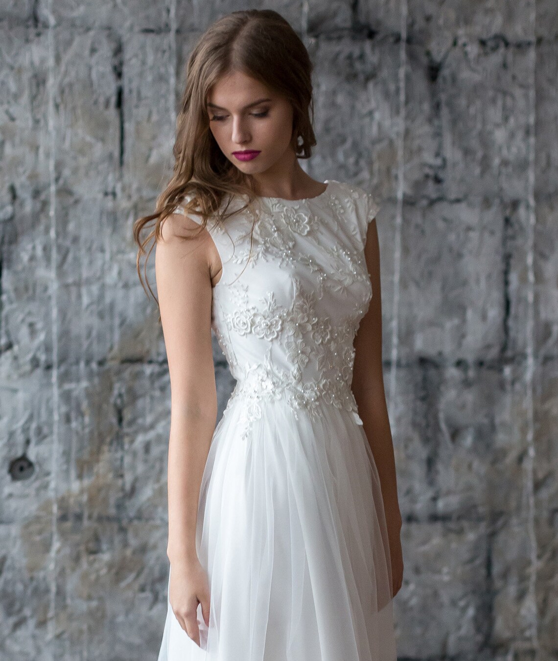 Magic Bridal Gown / Flower embroidery lace wedding dress / | Etsy