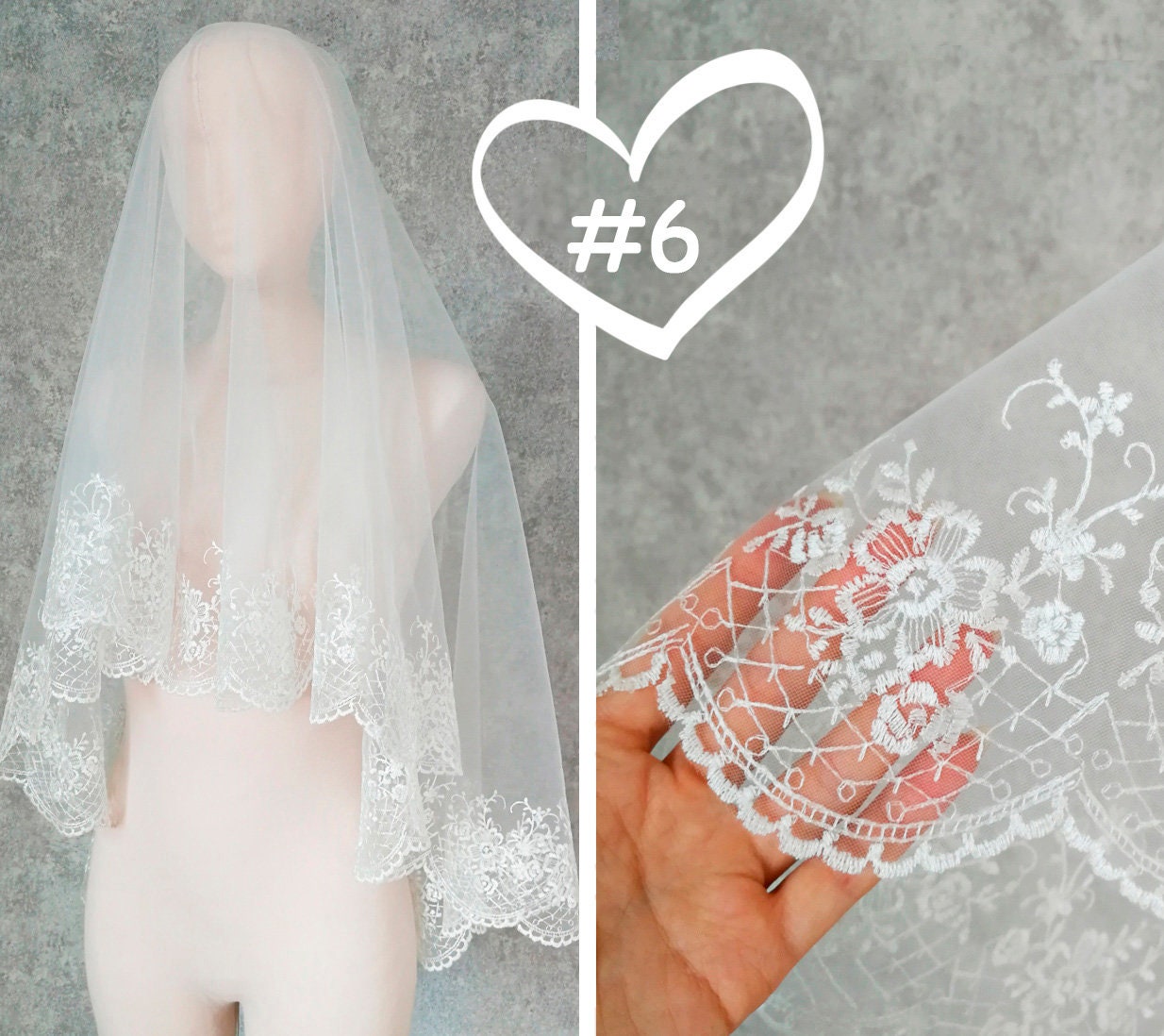 Beautiful embroidered wedding veils with different designs / | Etsy