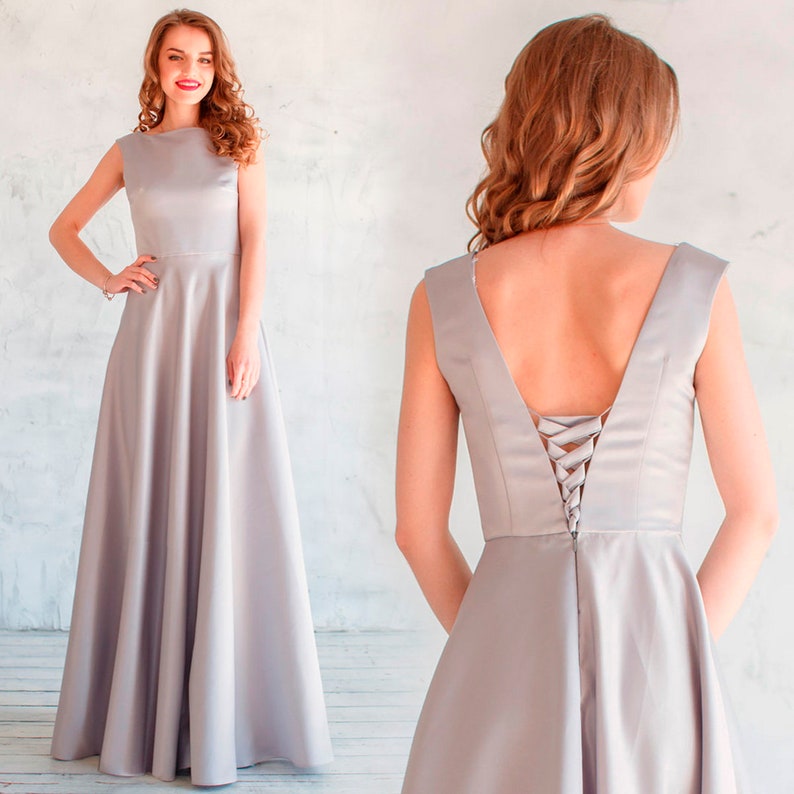 Satin Long A-line Dress Sleeveless Wedding Bridesmaid Maxi | Etsy