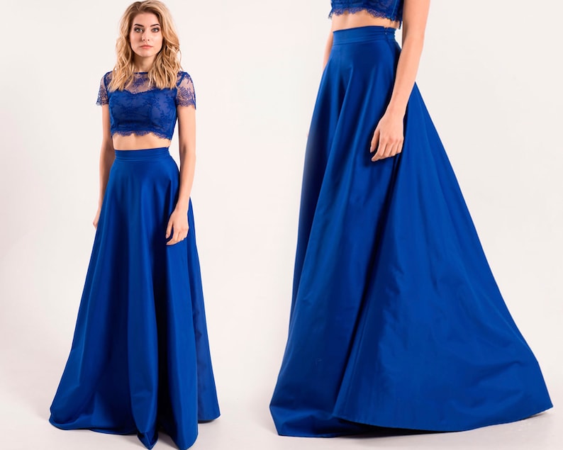 Blue Maxi Skirt / Bridesmaid Skirt / Long Prom Skirt / Long | Etsy
