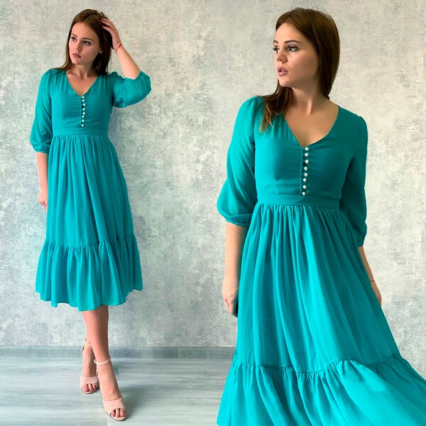 Turquoise Dress - Etsy