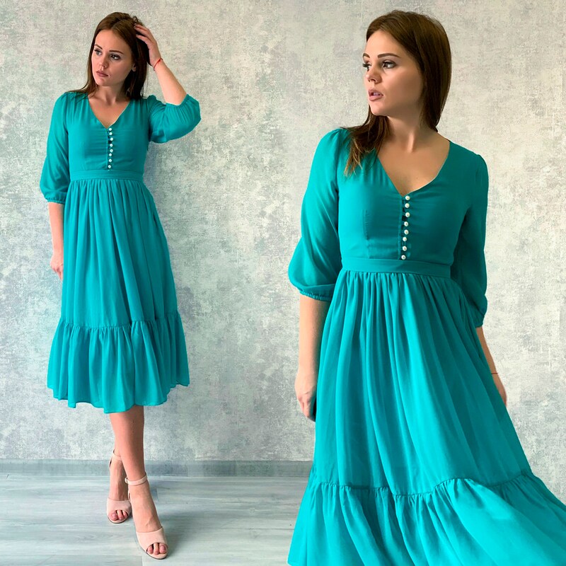 Turquoise Dress - Etsy