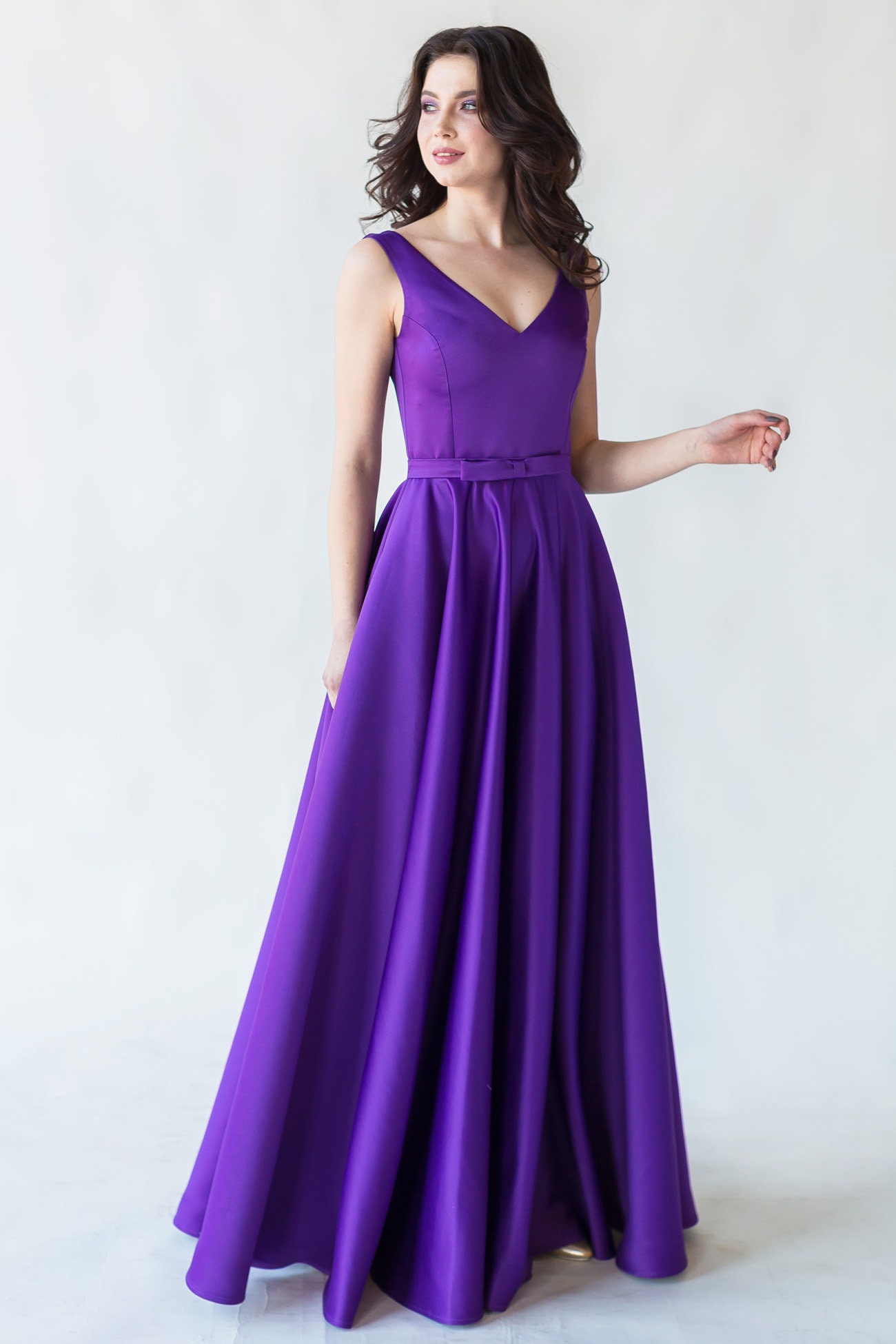 Blue Violet Satin Evening Dress With Corset Lace-up and Full - Etsy
