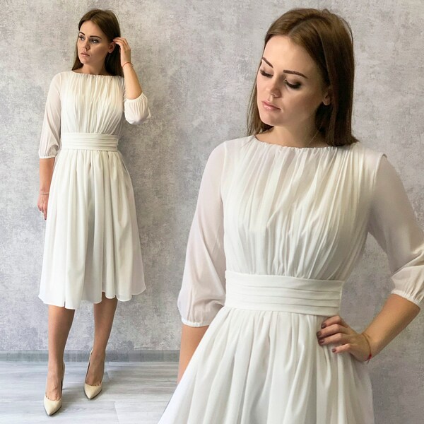 White Flowy Short Dress Women - Etsy