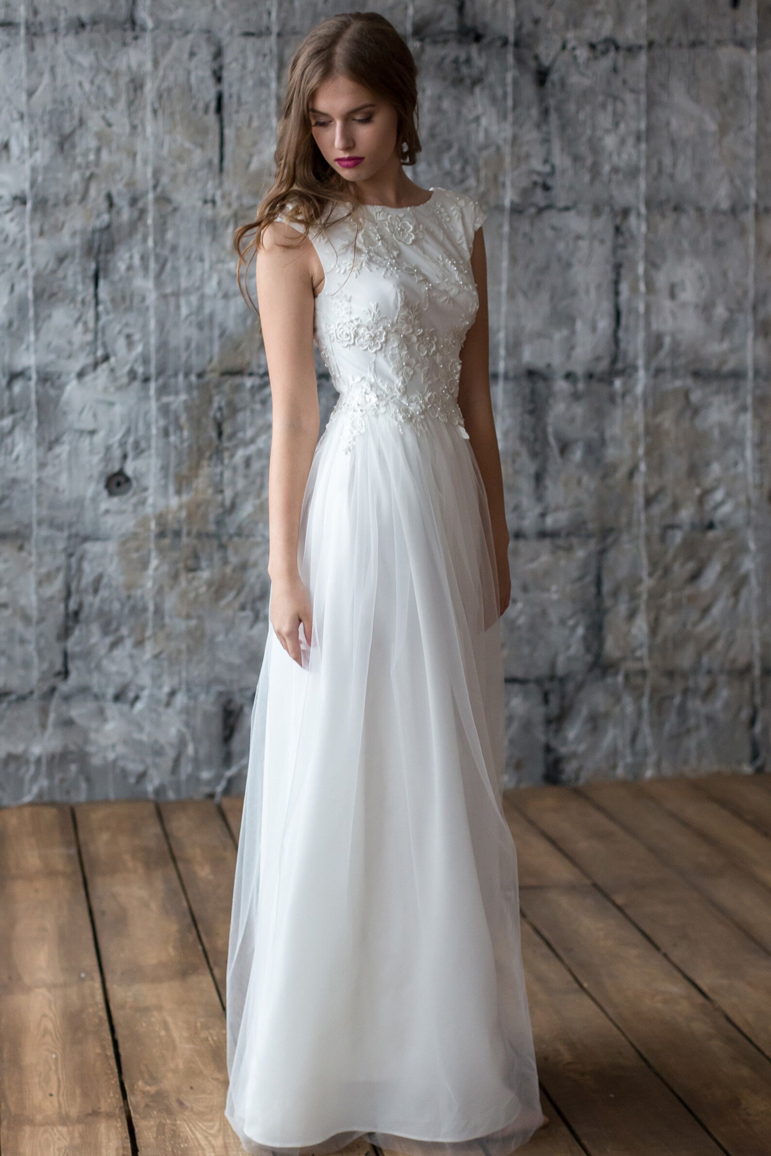 Magic Bridal Gown / Flower Embroidery Lace Wedding Dress / - Etsy