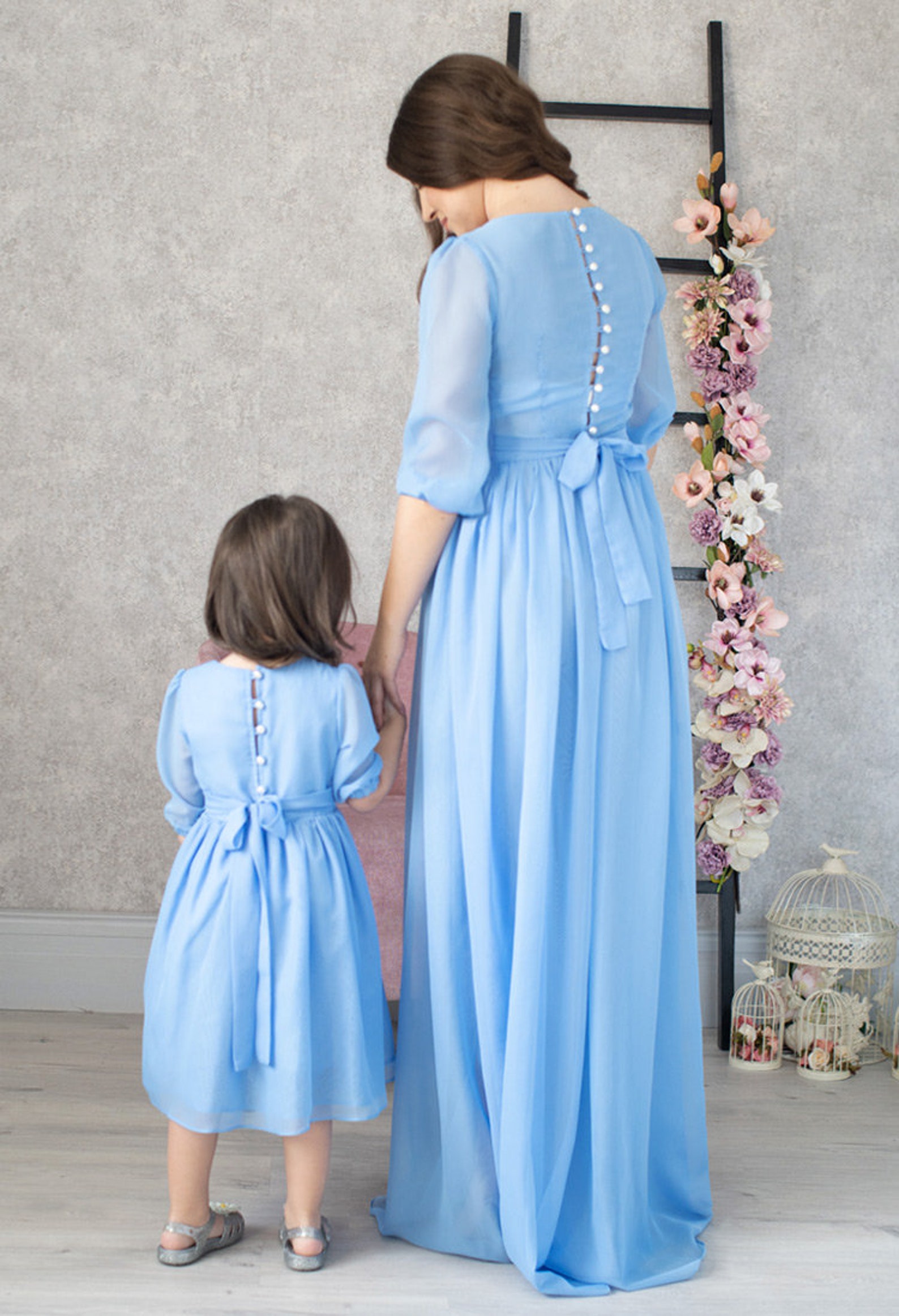 Family Matching Dresses in Peach Mother and Daughter Outfits - Etsy