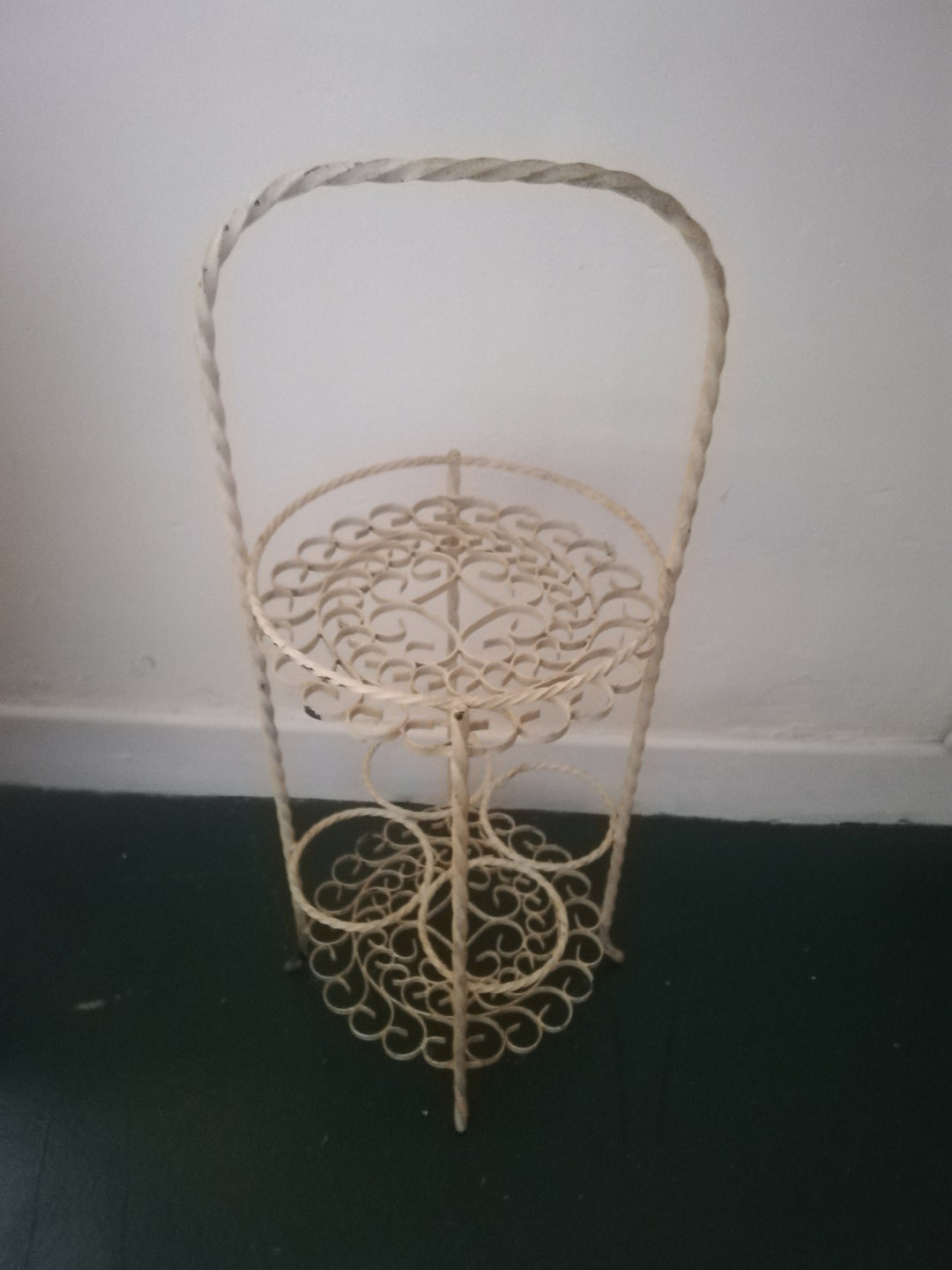 Desserte bar en fer forgé peint en blanc esprit Matégot - Etsy France